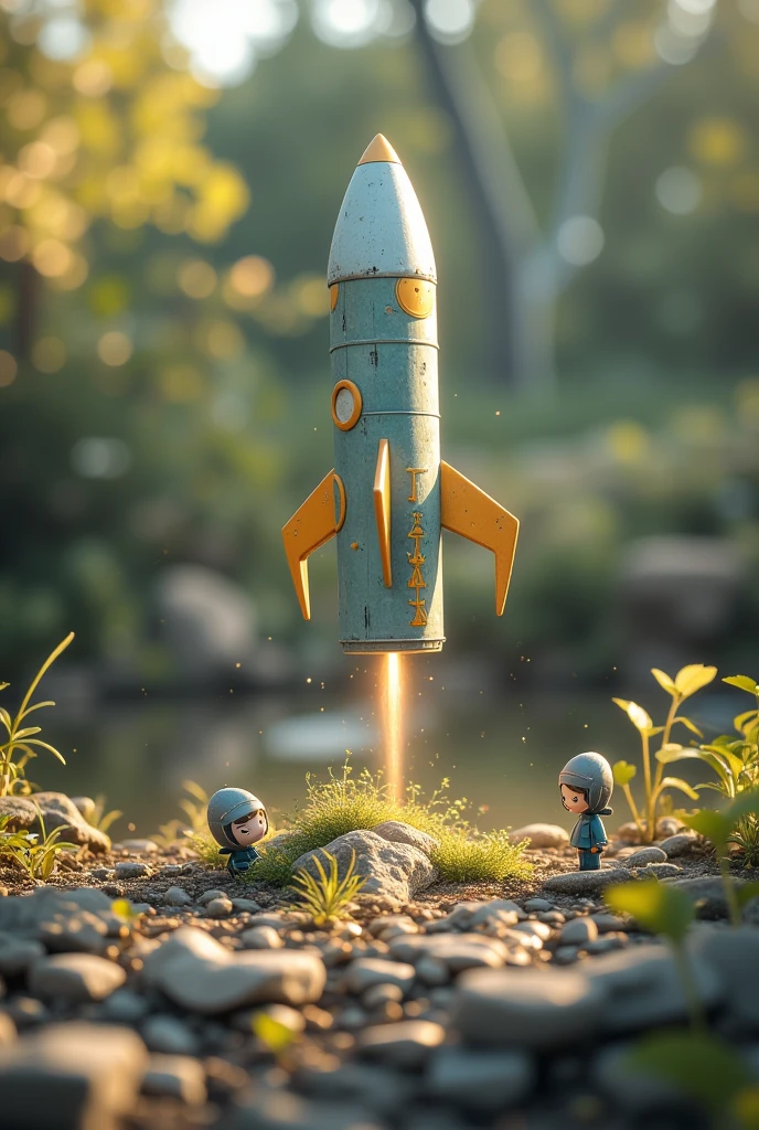 Rocket，Preparing for launch ， tiny humans,Features,Tilt action - SeaArt AI