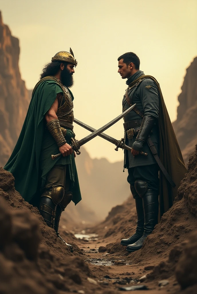 A broad-shouldered and shapely man with a black beard wearing an Arab ...