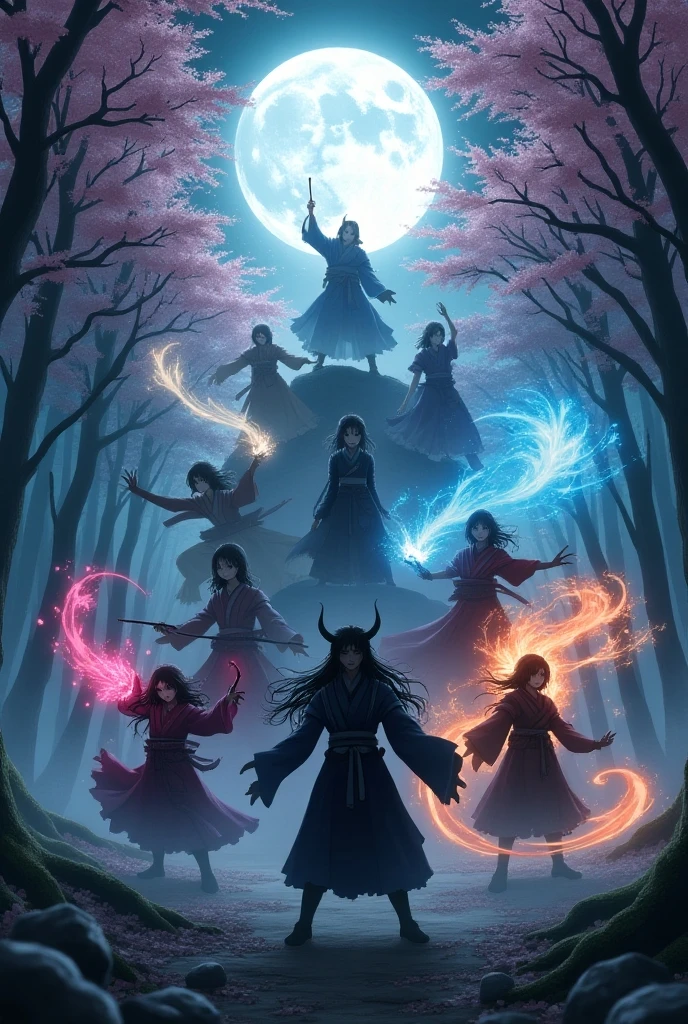 A detailed, cinematic wallpaper of all Demon Slayer Hashira in a ...