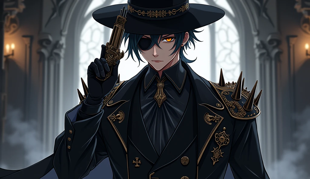 Create a male anime character with a gothic and dark aesthetic - SeaArt AI