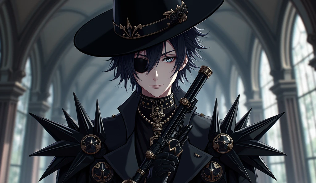 Create a male anime character with a gothic and dark aesthetic - SeaArt AI