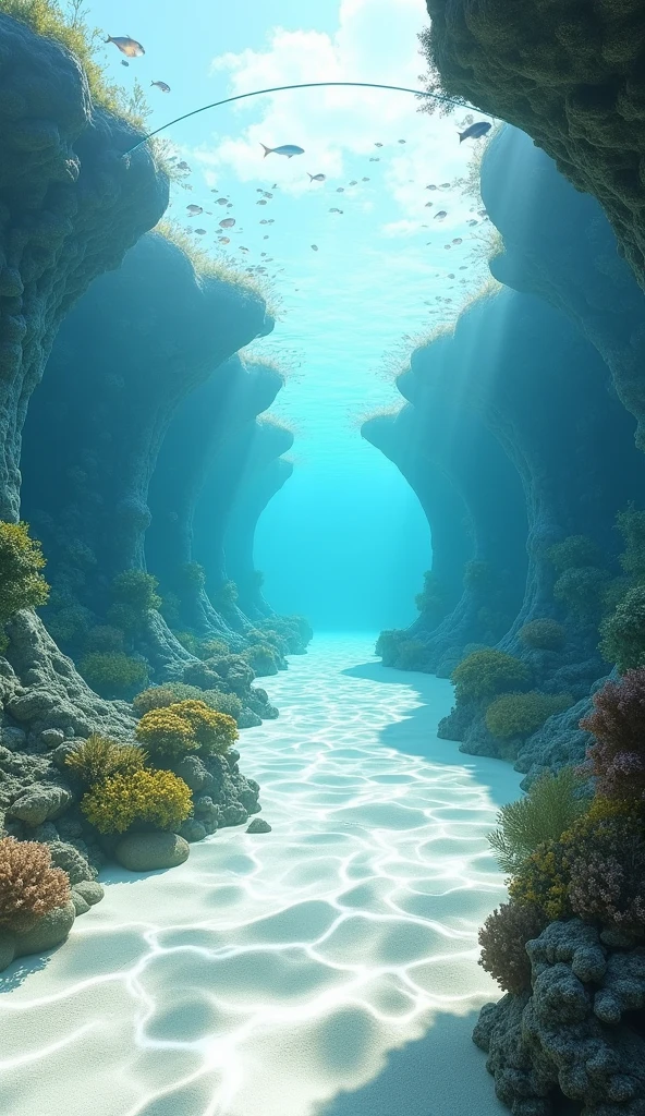 White sand road on the seabed, dome-shaped underwater aquarium - SeaArt AI
