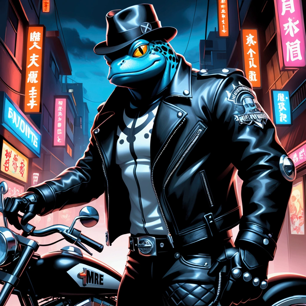 Closeup, an extremely badass anthropomorphic light blue and white ...