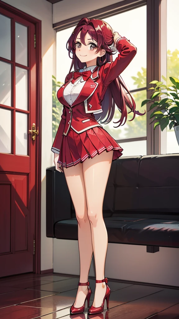 1girl, solo, 4k, high definition,masterpiece, ,five fingers, red micro mini skir - SeaArt AI