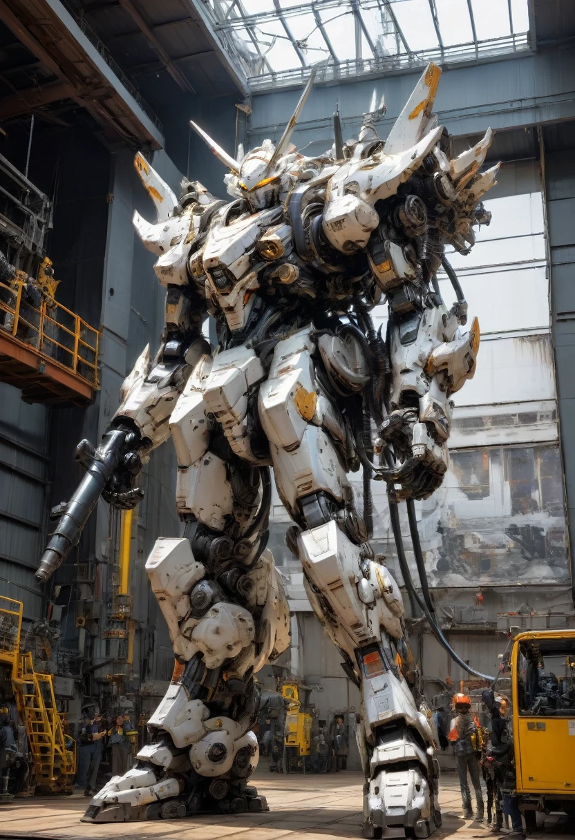 An imposing heavily armored mecha by Mamoru Nagano, best quality ...