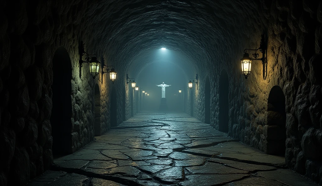 An intricate network of narrow, shadow-filled tunnels branches out from ...