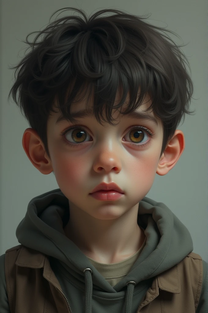 A sad picture of a realistic boy - SeaArt AI