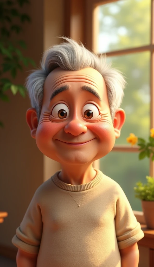 A 75-year-old grandfather in Pixar style can be described as follows ...