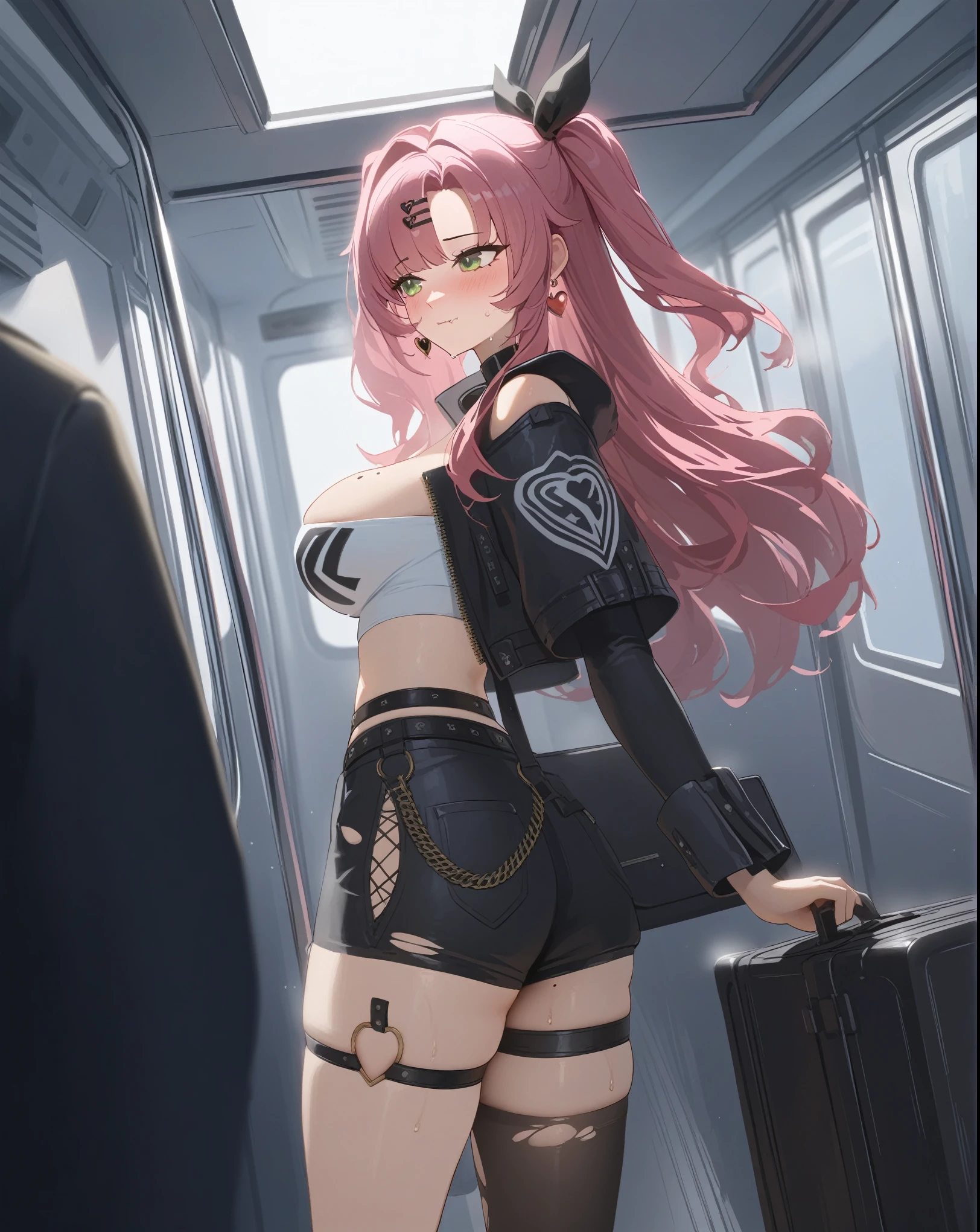 Nicole_demara,1girl,pink hair,long hair,two_side_up,hair_ribbon - SeaArt AI