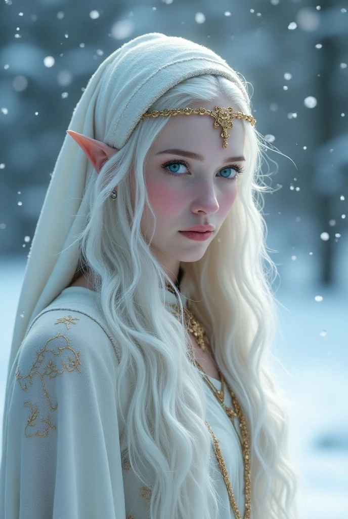 Cate Blanchett as Galadriel , eleven, elf ears make very striking blue ...