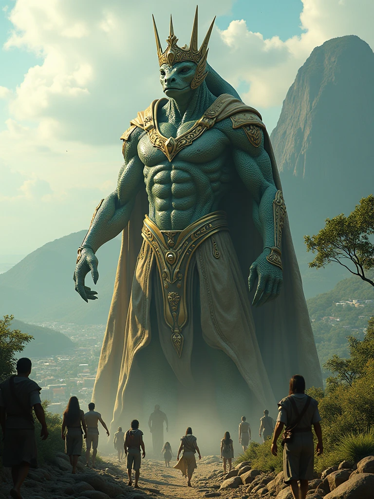 A hyperrealistic (GIANT KING) humanoid with (SNAKE) head with - SeaArt AI