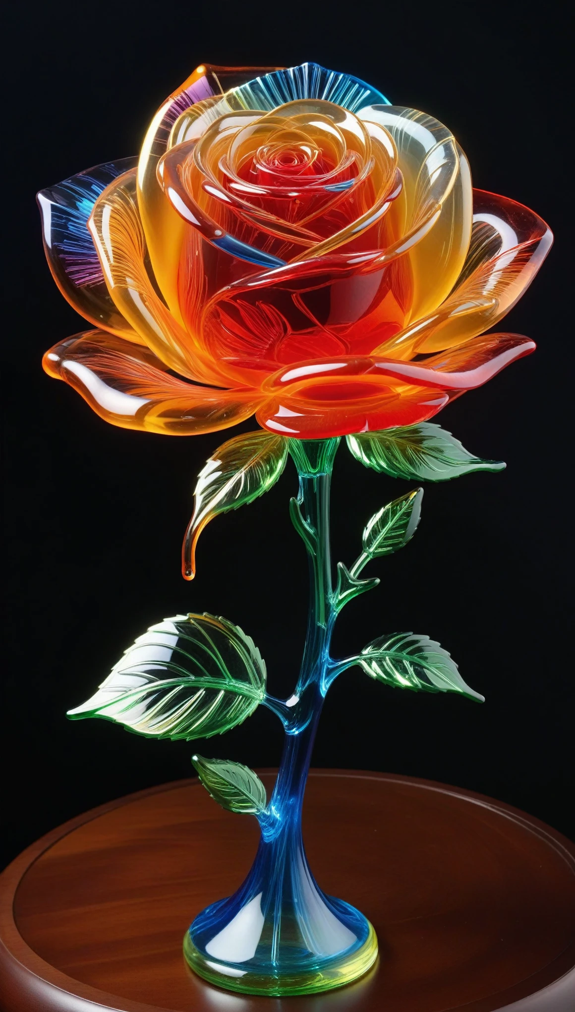 Delicate Glass , glass blowing, (( Rose Made of Glass :1.4 - SeaArt AI