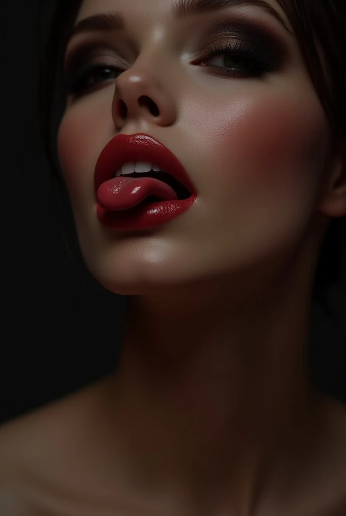 Beauty。Obscene lips。The tongue is sticking out a little。Has glossy lips ...