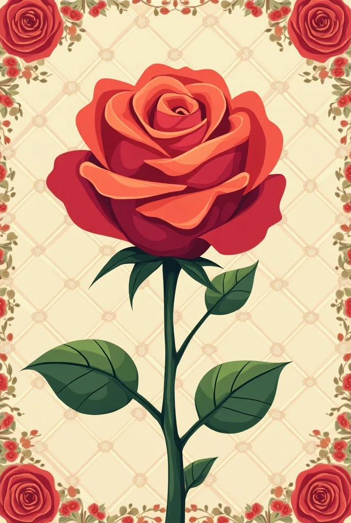 Cartoon illustration，Rose，tiled rose log background - SeaArt AI