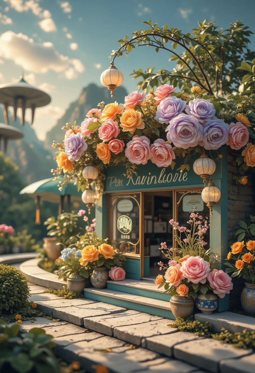 Rose Floral Flower Shop Exterior Shop Detailed Realistic Image - SeaArt AI