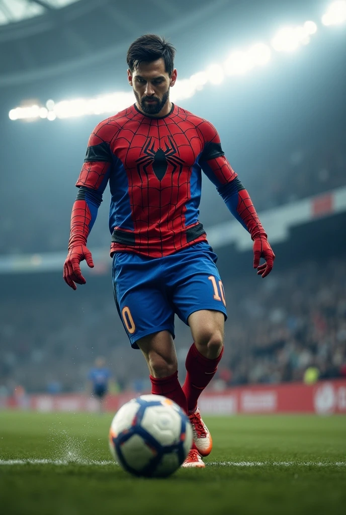Hyperrealistic photo of Messi wearing a Marvel Spider-Man outfit with a ...