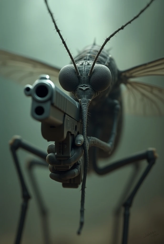 Mosquito with gun - SeaArt AI