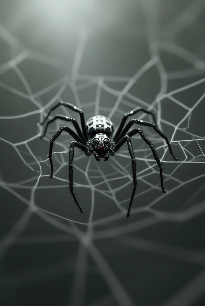 A small spider colored in black and white that ties the world with its ...