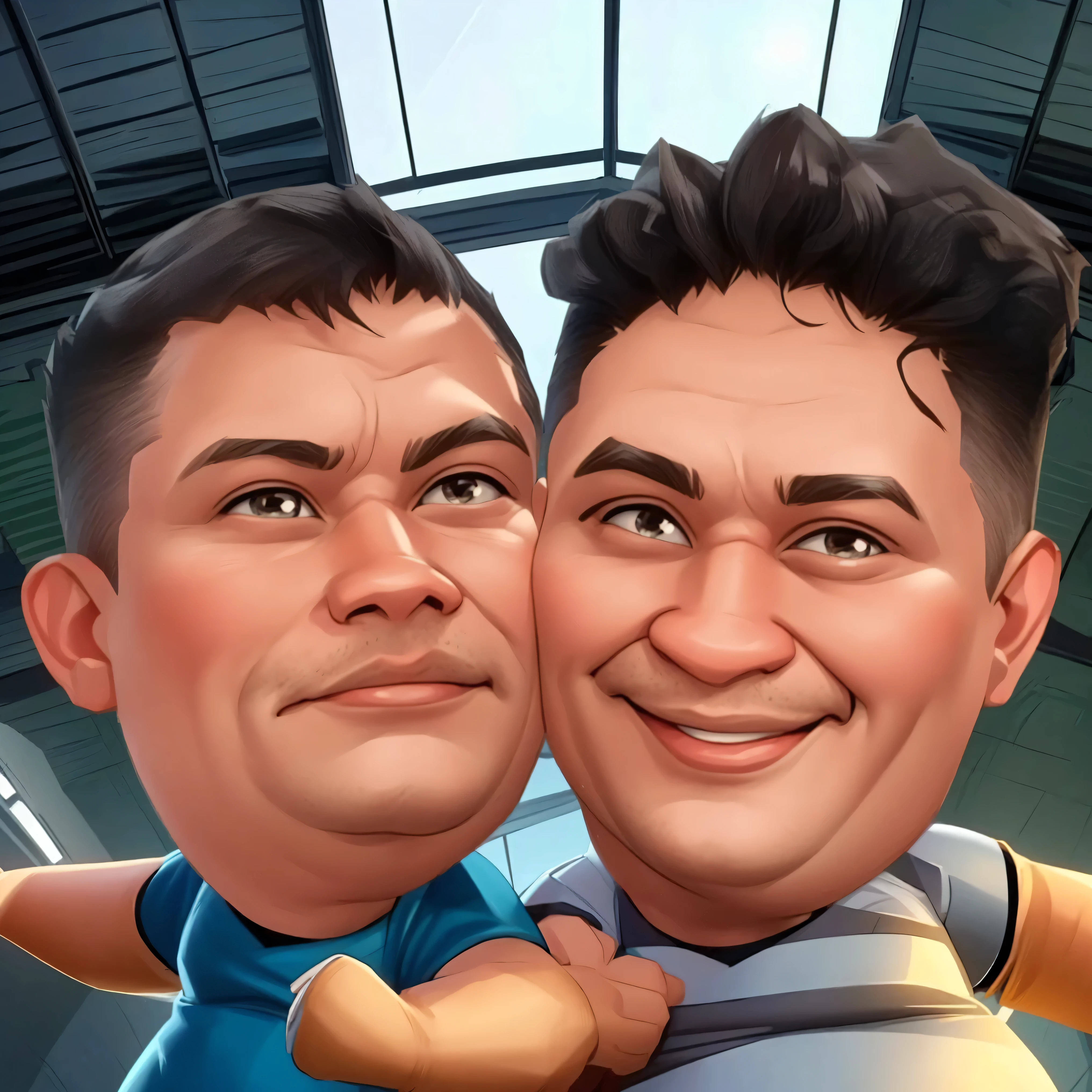 Cartoon of two men, two men were jostling each other,, cartoon artstyle ...