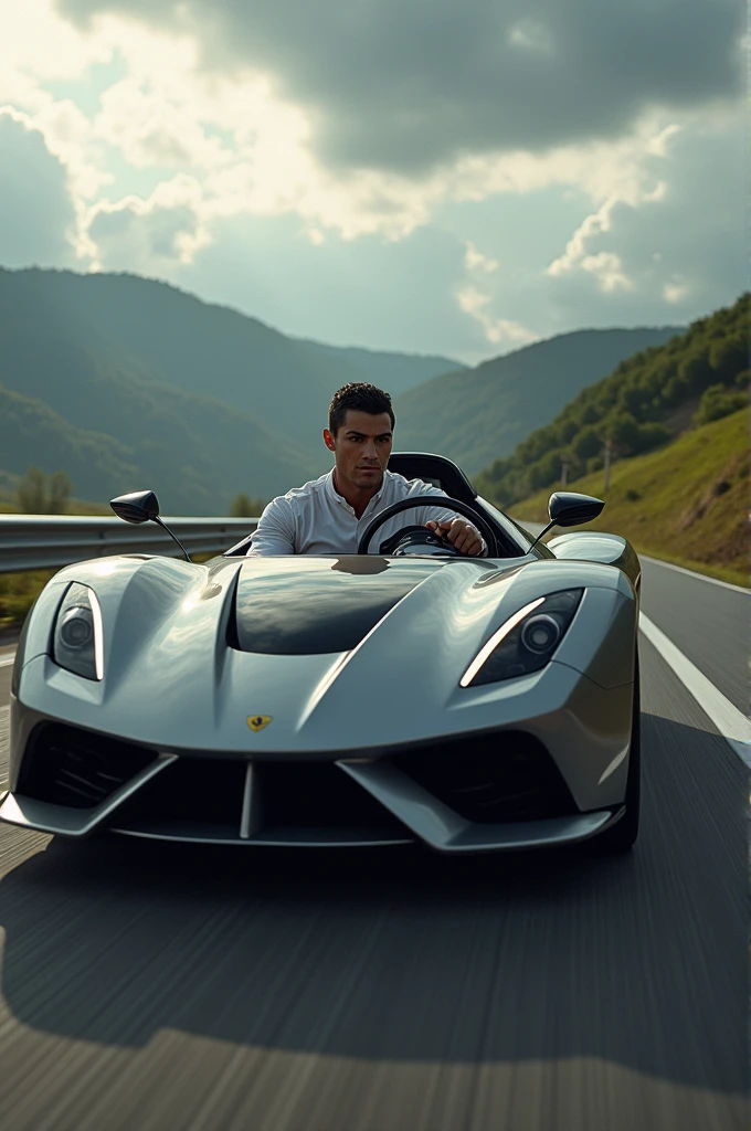 Ronaldo driving a car - SeaArt AI