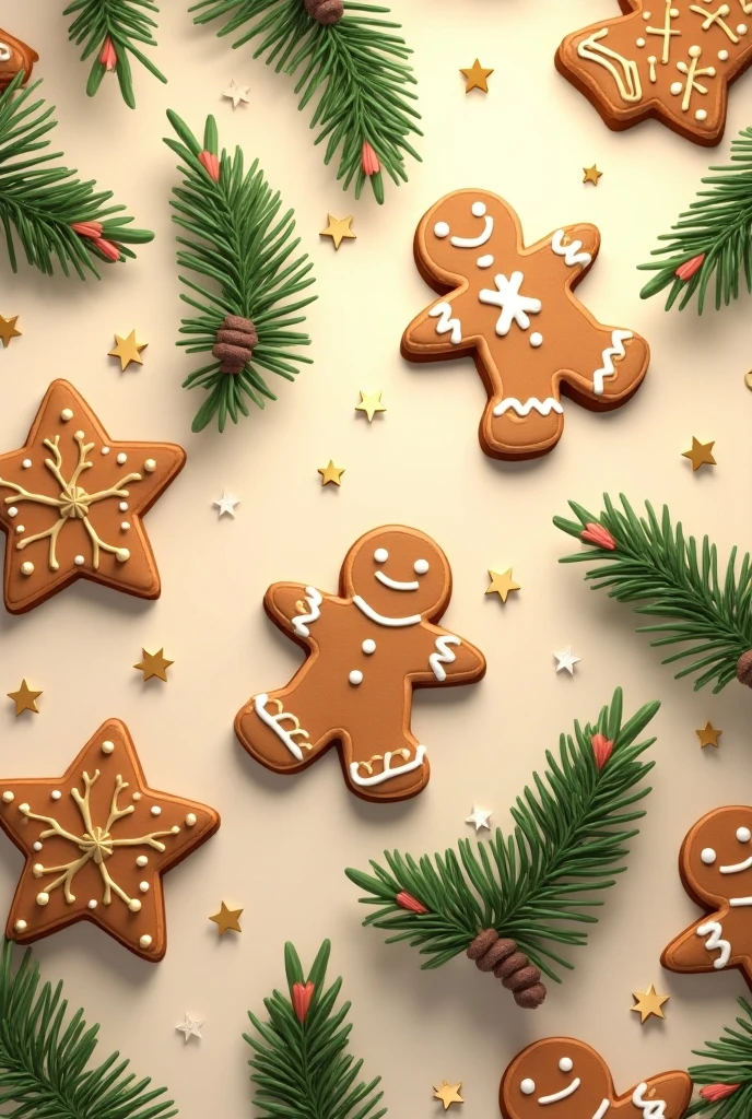 3D seamless pattern with Christmas elements. Design includes pine ...