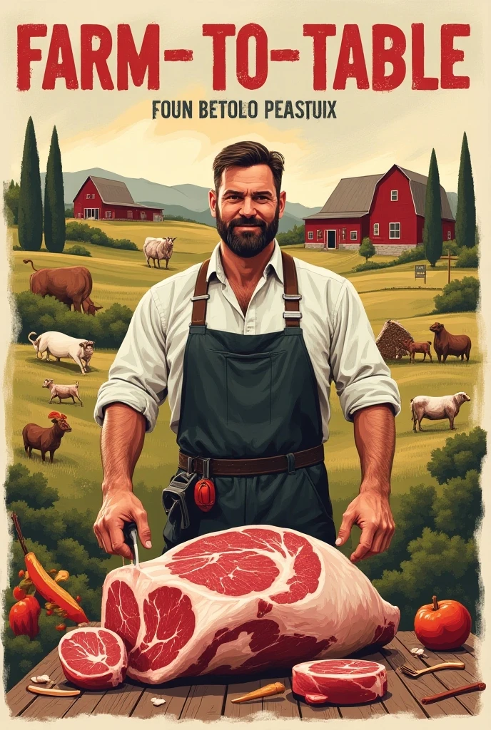 Poster-Poster about a rural butcher's project (from farm to table ...