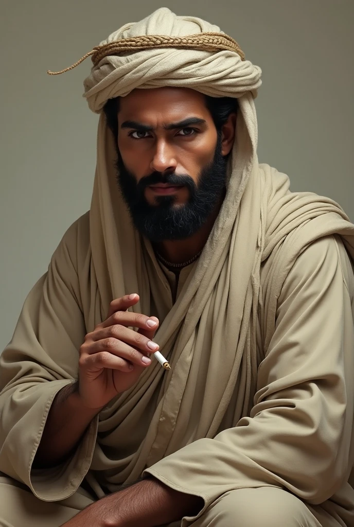 An Arab man wearing a traditional Arabic costume with a cigarette in ...