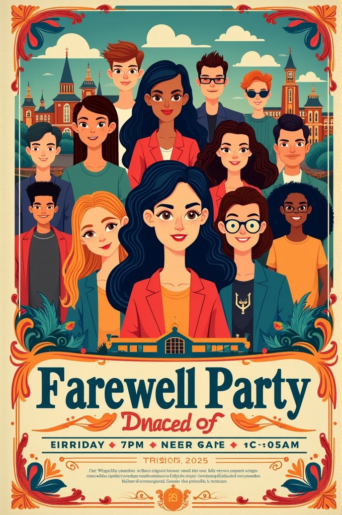 Make a crazy but classic farewell party ticket for batch 2k25 - SeaArt AI