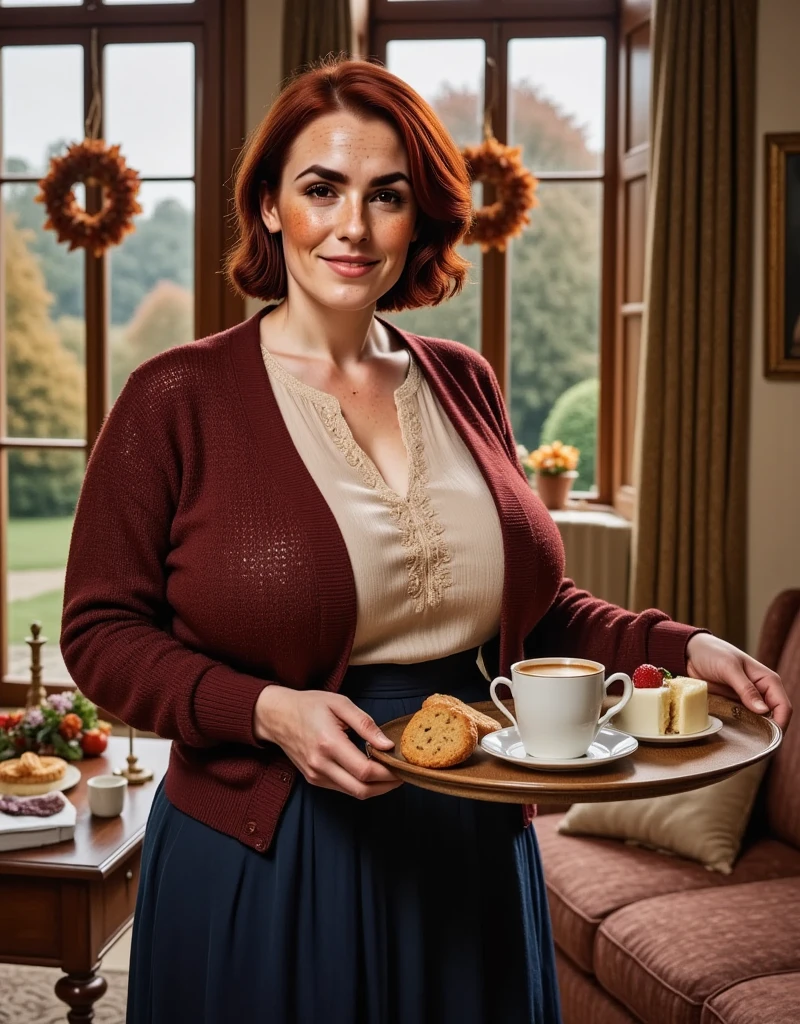 Photorealistic, cinematic style, picture of a beautiful British woman ...