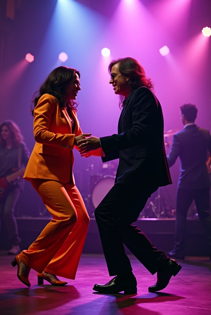 Create an image of Kamala Harris dancing funk with Ozzy Osbourne ...