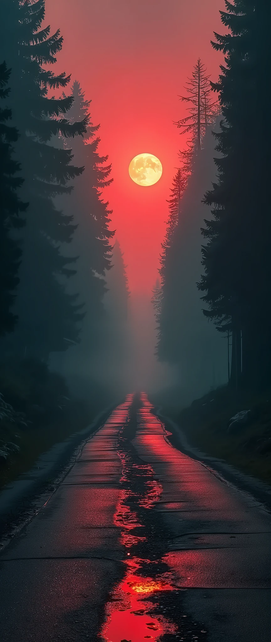 Very narrow road leading to hell. evil atmosphere. no light at all ...