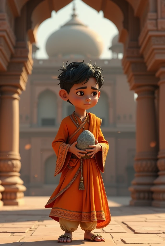 generate 3D animated image of Indian folk young man wearing orrange ...