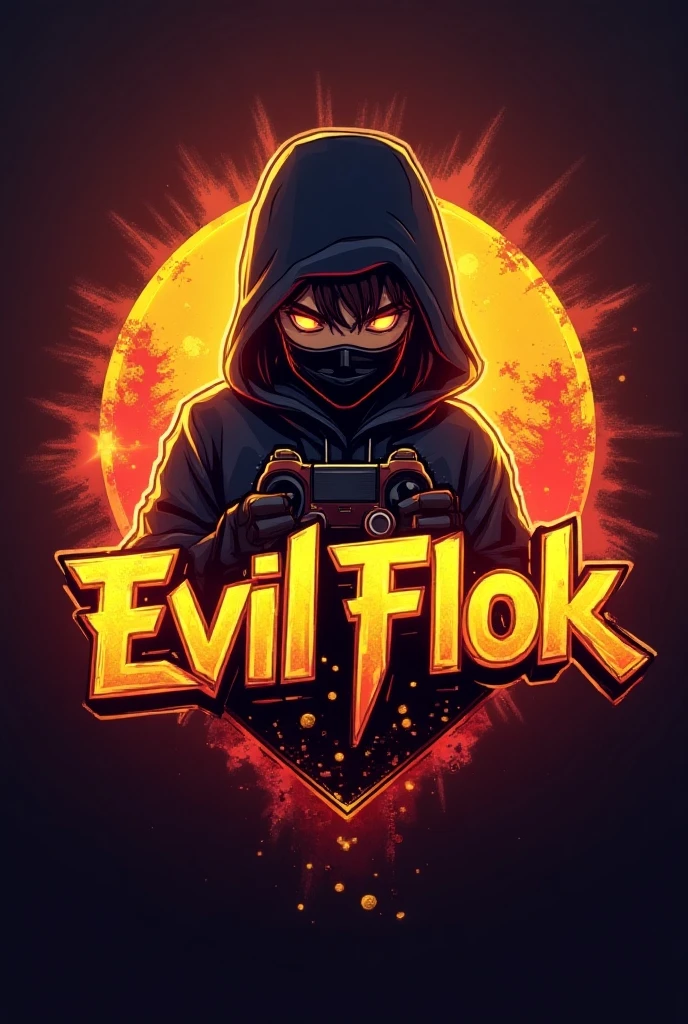 This is a gaming logo that features the name "Evil flok" in a ...