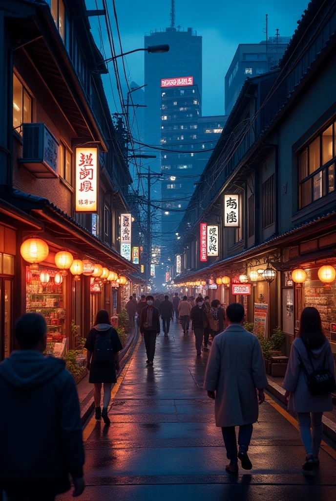 Japanese night city street - SeaArt AI
