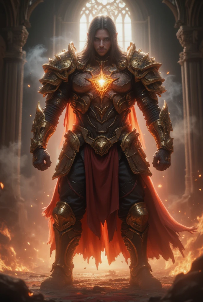 (Vedalken Wizard:1.2),gothic church,Bronze brilliant Coral armor ...