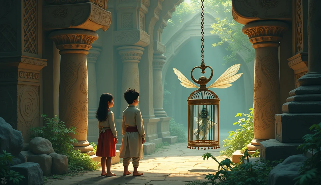 A girl and a boy stand in the mundir and in thier near a fairy Who is ...