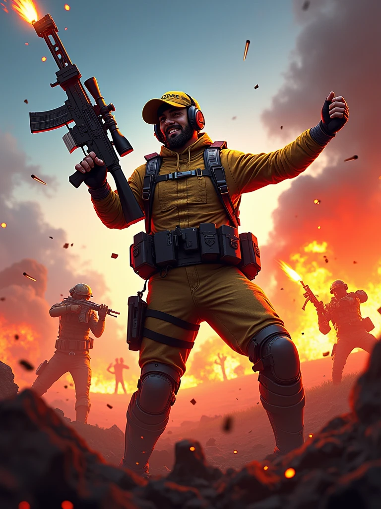 "Design an exciting YouTube thumbnail for a Free Fire live stream ...