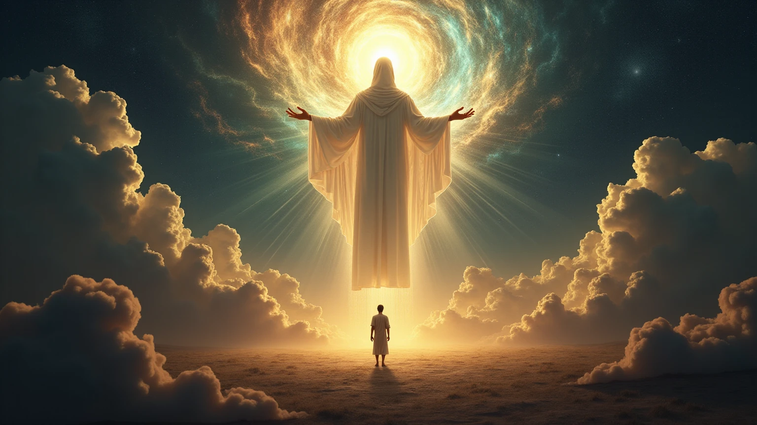 God watching Adam from a distance - SeaArt AI