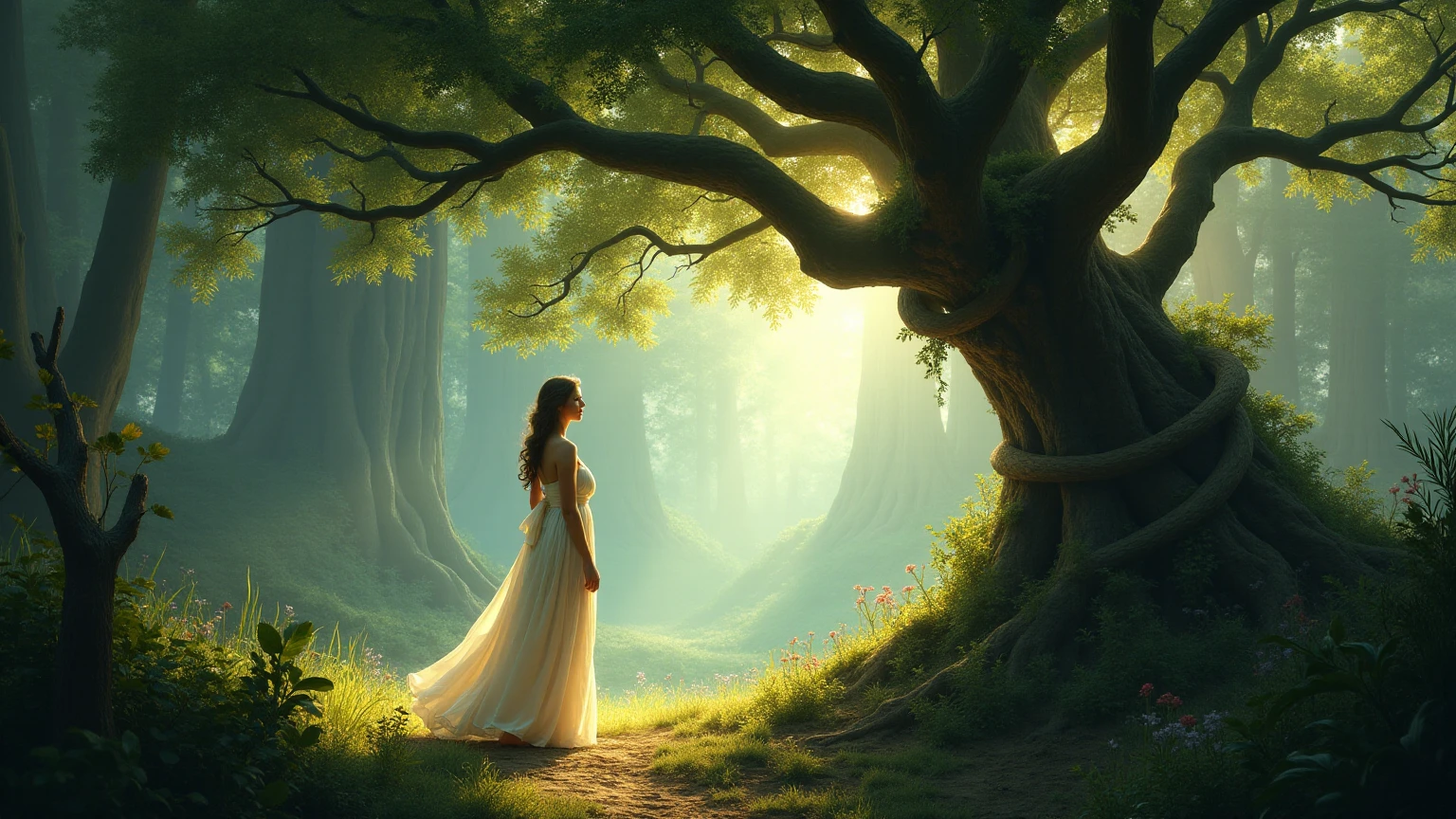 Eve Observing the Tree of Knowledge - SeaArt AI