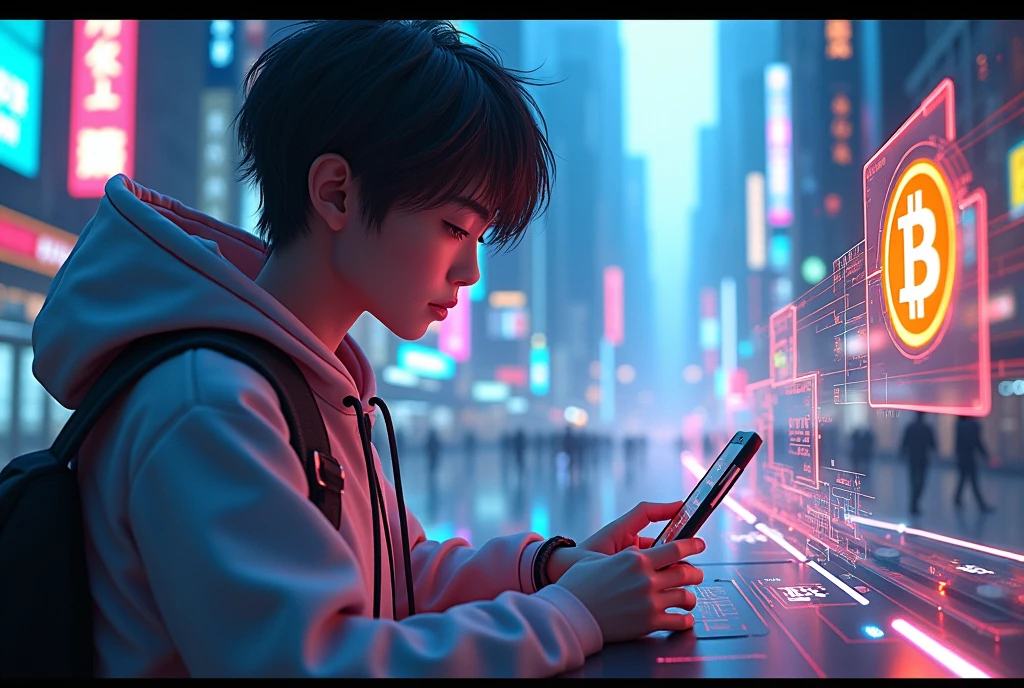 Bitcoin anime near future - SeaArt AI