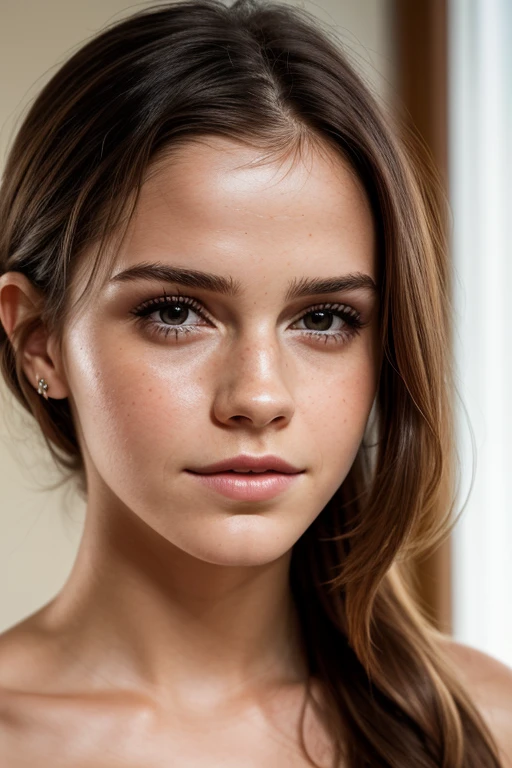 Face de Emma Watson, A close up of a topless woman, Retrato Sophie Mudd ...