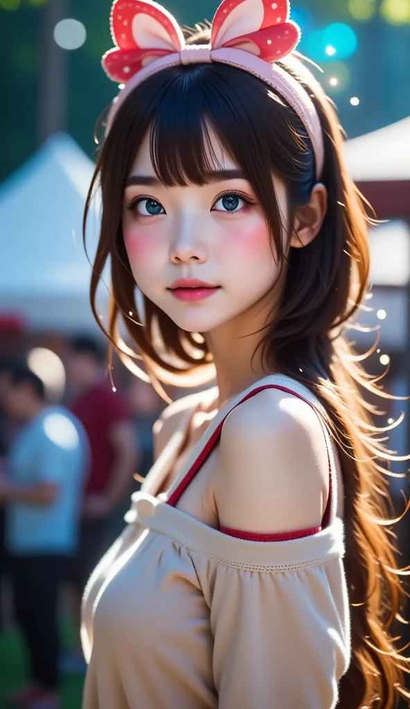 Translucent holography 、 virtual idol next to the face、cute idol outfit ...