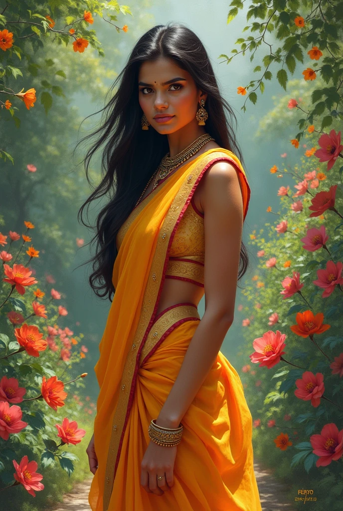 Indian princess, natural face, facing forward, standing in beautiful ...