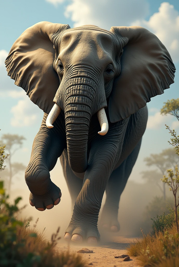 The strong elephant began - SeaArt AI