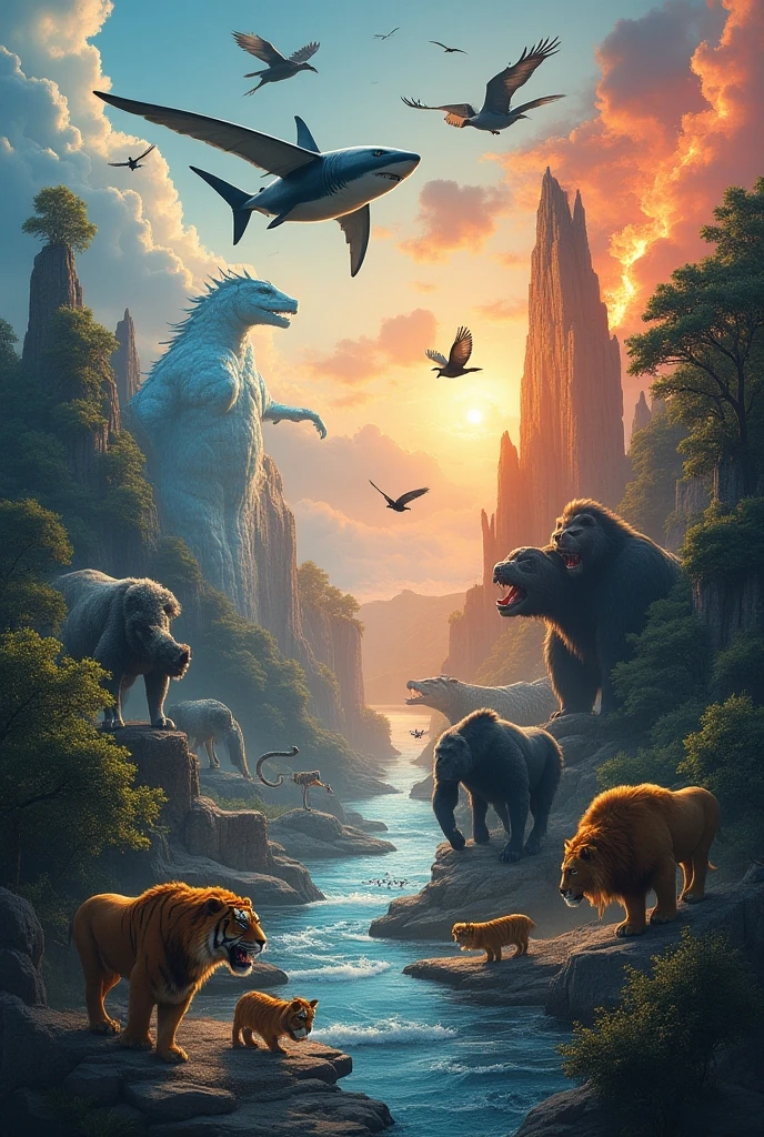 Image of Shark, Crocodile, Gorilla, Horse, Snake, Lava, Panda - SeaArt AI
