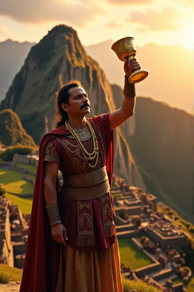 Inca king of Peru face without mustaches , Without Beard, raising a ...