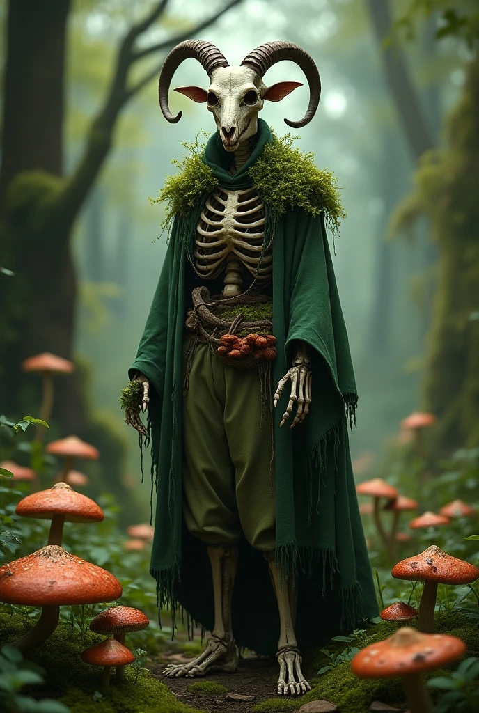 A good-looking, young skeleton druid with a goat's skull in place of ...