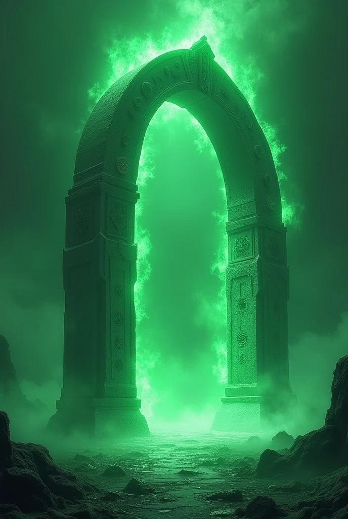 A mythical arc , emanating a green auta in a totally magical way ...