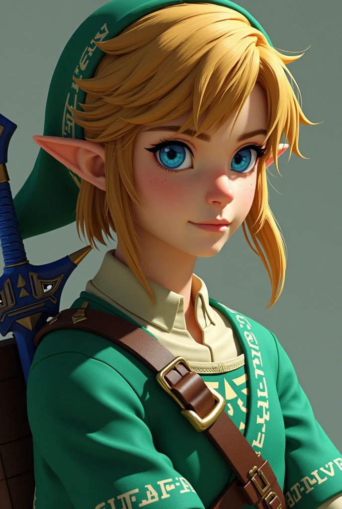 Depicting Link from The Legend of Zelda holding a blue sword - SeaArt AI