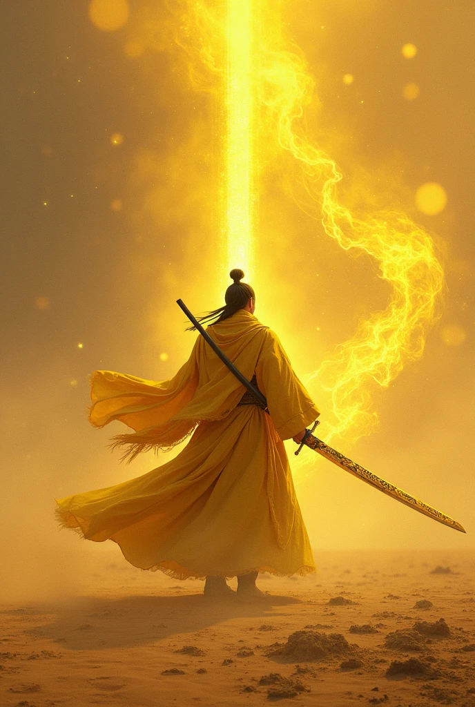 Yellow Katana with sand power - SeaArt AI